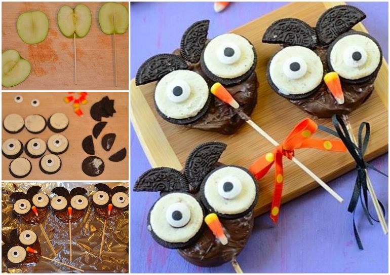 Lovely Chocolate Apple Owl Halloween Treats | DIY Tag